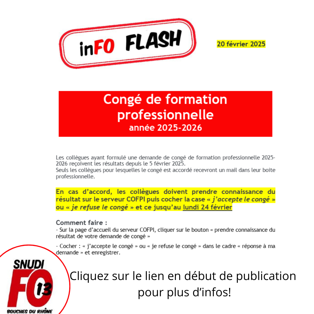 Congé de formation professionnelle 2025/2026